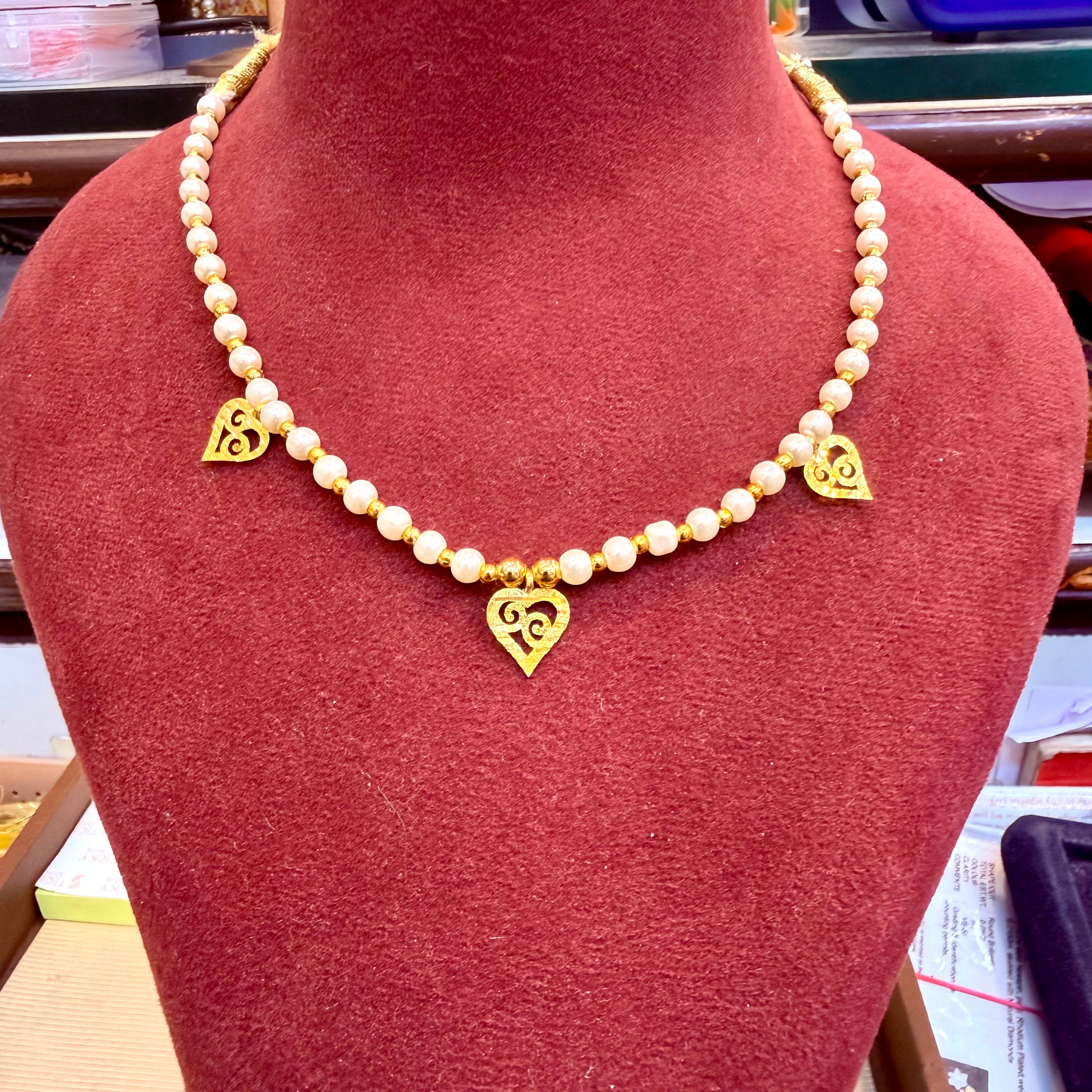 GOLD MOTI HAR- WGT: 0.410 - 0.470 GM APPROX BIS CERTIFIED HUID HALLMAR ...
