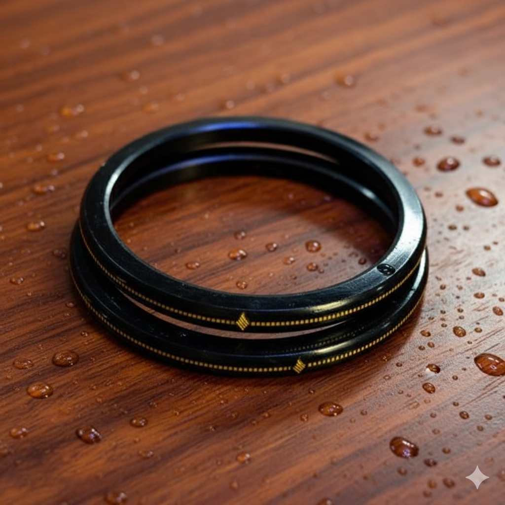 TRJ BLACK HUID HALLMARK 22KT GOLD LAMINATION POLA BADHANO BANGLES FACE ...